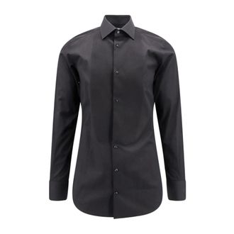 Dolce & Gabbana Cotton Poplin Gold-fit Smokinghemd - - Shirts - Herren - Schwarzk - XL