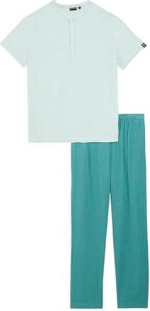 Arthur Pyjama Homme Gaze de Coton - Ensemble de Pyjama Homme - T-Shirt Manches Courtes et Pantalon - Coton Issu de lagriculture Biologique - Canard - Taille 