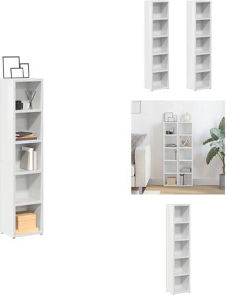 vidaXL Vidaxl - Armoires à cd 2 pcs Blanc brillant 21x16x93,5 cm - Meuble tv - Bibliothèque - Rangement Cd - Étagère - Mobilier Blanc