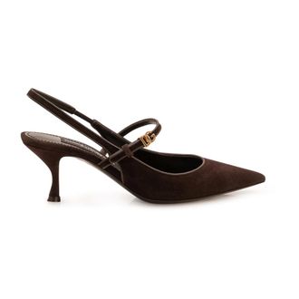 Dolce & Gabbana Femme, Chaussures, Brun, Taille: 41 EU Sandales Slingback en Daim et Cuir Nappa