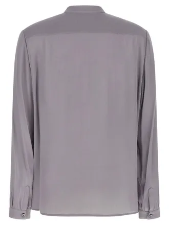 Tory Burch Georgette Bow Blouse - Grey