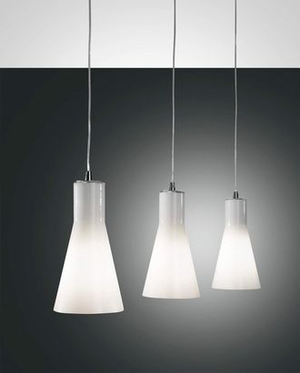 Fabas Luce DIANA Pendelleuchte, E27, 3 flammig, verchromt/Glas wei&szlig;
