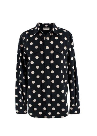Saint Laurent Black Polka Dot Cotton Shirt Jacket Size L