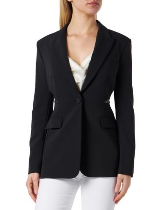 Pinko Damen N&eacute;nufeo Jacke mit technischem Cr&ecirc;pe und laminierter Spitze Blazer, Z99_schwarz Limousine, 30