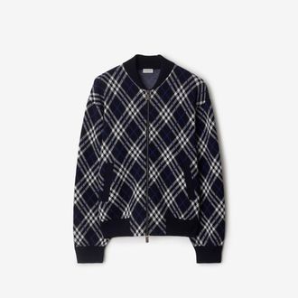 Burberry Wollmisch-Bomberjacke in Check, Size: XS