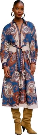 Farm Rio Farm Rio, Femme, Robes, Bleu, Taille: 38 FR Arabesque Scarf Midi Dress