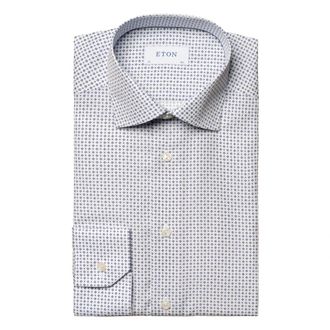 Eton Homme, Chemises, Blanc, Taille: 6XL Chemise Popeline Imprimé Micro Contemporain