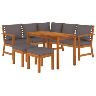 vidaXL Vidaxl - Ensemble &agrave; manger de jardin 6 pcs avec coussins Bois dacacia