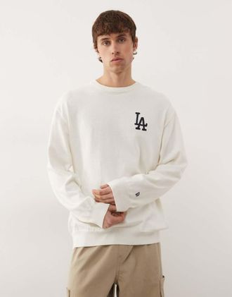 New Era LA Dodgers - Basic-Strickpullover in Wollwei&szlig; mit Rundhalsausschnitt
