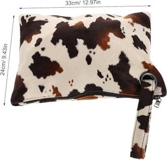 PartyKindom Pochette Zipp&eacute;e &agrave; Imprim&eacute; Vache Marron Petite Pochette de Soir&eacute;e pour Femmes Paquet Polyvalent Compact avec Compartiments pour Cartes Mariage et Usage