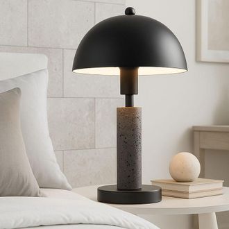 Globo Lighting Lampe de table lampe dappoint noire lampe de table lampe de salon pierre de travertin, m&eacute;tal, 1x douille E14, DxH 20x34 cm