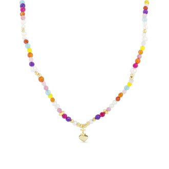 Luxenter Halskette aus 925er Sterlingsilber mit mehrfarbigem Kristall in 18K Gelbgold - Nymox