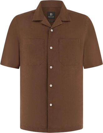 Boggi Milano Homme, Chemises, Brun, Taille: M Chemise en lin Regular Fit