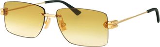 Bottega Veneta BV1126S Metal Rectangle Frame Sunglasses - Gold