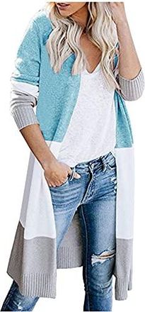 Generic Cardigan long pour femme avec poches, cardigan confortable et chaud en tricot &agrave; manches longues, manteaux ouverts sur le devant, cardigan tendance &agrave; r