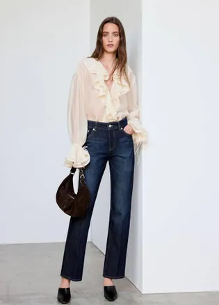 Mango Jean droit taille normale bleu fonc&eacute; - Femme - 32 - MANGO