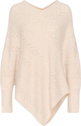 Cream Femme, Pulls, Beige, Taille: ONE Size Poncho Tricoté avec Col en V et Motif