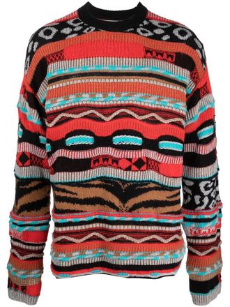 Laneus pull à motif en jacquard - Rouge