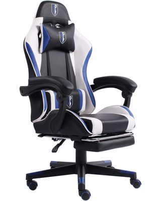 Trisens Gaming im Racing-Design mit flexiblen gepolsterten Armlehnen ergonomischer PC Gaming Stuhl in Lederoptik Schreibtischstuhl mit ausziehbarer Fußstütze 