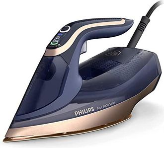 Philips Azur 8000 Serie Dampfbügeleisen - 85 g/min Dauerdampf, 260 g Turbo-Dampfstoß, 3000W, OptimalTEMP Technologie, SteamGlide Elite-Bügelsohle, Dunkelblau 