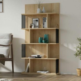 Pier Import Bibliothèque design effet bois clair niches asymétriques UMEA