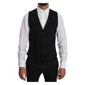 Dolce & Gabbana Blaue Formelle Wollmischweste - - Suits - Herren - Blau - S