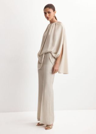 Mango Pantalon droit taille haute gris clair/pastel - Femme - XL - MANGO