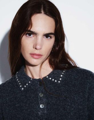 Levi's Strickpullover mit verziertem Kragen in Grau