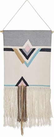 Beliani Wanddekoration Baumwolle beige handgemacht Boho Wandbehang mit Fransen Kabirwala