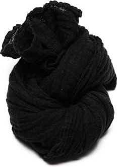 LinenMe Cheche Femme et Homme, &Eacute;charpe, Foulard, Chale - 100% Lin - Pour l&eacute;t&eacute;, la plage, l&eacute;ger, respirant - 70 x 200 cm - BLACK