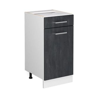 Vicco K&uuml;chenunterschrank R-Line, Schwarz Beton, 40 cm ohne Arbeitsplatte