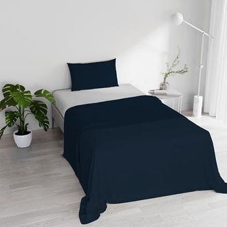 Italian Bed Linen Bettw&auml;sche-Set MB Home Supreme, Dunkelblau/Hellgrau, Einzelbett