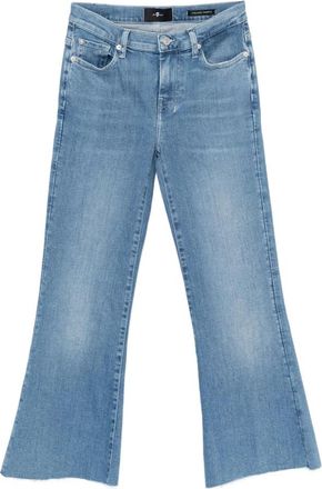7 For All Mankind Femme, Jeans, Bleu, Taille: W24 Cropped Dojo Raw Cut Flared Jeans