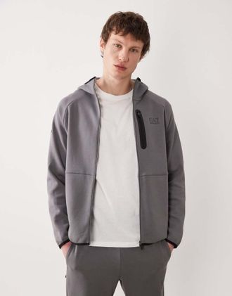 Emporio Armani Armani - EA7 - Veste &agrave; capuche densemble avec fermeture &eacute;clair - Gris