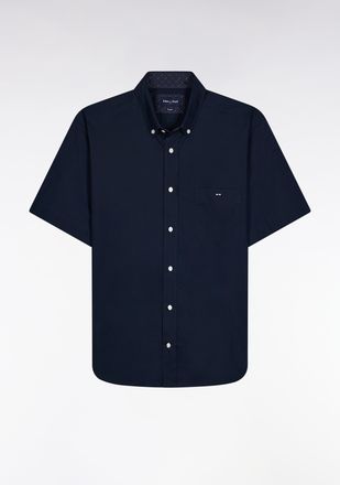 Eden Park Chemise À Manches Courtes Noire Intérieur De Col Imprimé Coupe Droite