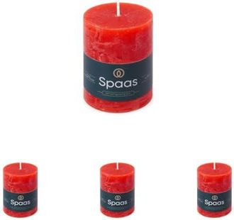 Spaas Rustikale Stumpenkerze 70/95 mm 35St. - rot (Packung mit 4)