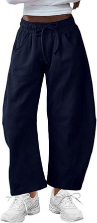 Generico Pantalon De Jogging Femme Taille Haute Pantalon D&eacute;contract&eacute; Jambe Large Athl&eacute;tique Pantalon Avec Poches Curvy Sport Confortable Pantalon &Eacute;l&eacute;gant Panta