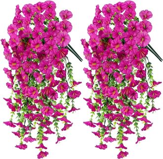 Chen Yu 4 Stück Künstliche Blumen Hängend Morning Glory Hängepflanze Künstlich Kunstblumen Realistische Efeu Petunien Pflanzen für Garten Zuhause Wand Hochzei