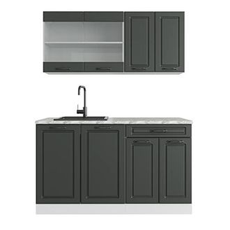 Vicco Cuisine R-Line, Anthracite Maison de Campagne/Blanc, 140 cm sans Plan de Travail