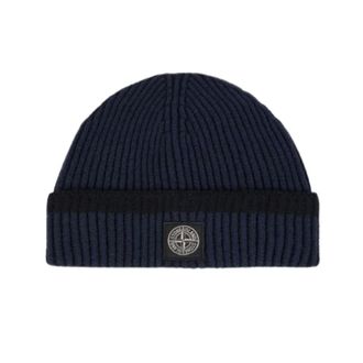 Stone Island Homme, Accessoires, Bleu, Taille: ONE Size Full Rib RWS Wool Beanie