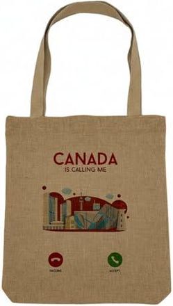 Fabulous Sac Shopping Tote Bag Aspect Lin - Canada Is Calling Me Architecture Toronto Montreal - Sac de Courses Toile Epaisse 360g Beige Naturel Cabas Port&eacute; Ep