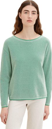 Tom Tailor Damen Strickpullover aus Bio-Baumwolle, 31311 - Green Bubble Structure, XXXL