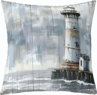 Generic Kissen Bezug Leuchtturm Nautisches Segelboot Vintage 45X45Cm Zierkissenbez&uuml;ge Dekorative Weiches Zierkissenbezug F&uuml;r Garten Schlafzimmer Wohnzimmer