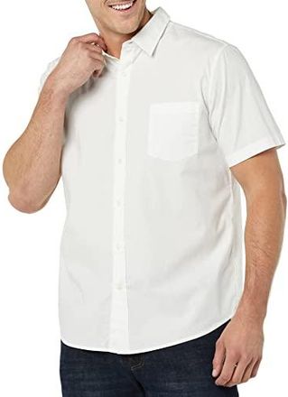 Amazon Essentials Chemise en Popeline à Manches Courtes Coupe Ajustée Homme, Blanc, XXL