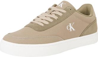 Calvin Klein Baskets Basses Classiques en Toile avec Semelle Cupsole pour Homme, Coquille doeuf sirène en Teck patiné Vert, 45 EU
