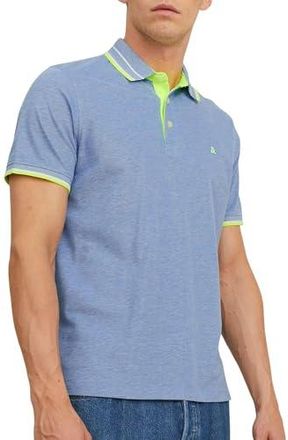 Jack & Jones Polo Slim fit Homme JJEPAULOS uni Chemise été col Polo Manche Courte Coton piqué Basique, Couleurs:Bleu-4, Size:XL