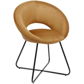 Altobuy Altobuy - konae - Fauteuil Rond Ajour&eacute; en Velours C&ocirc;tel&eacute; Ocre