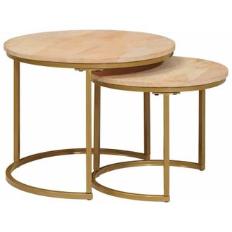vidaXL vidaXL Tables basses gigognes 2 pcs Bois de mangue massif et acier