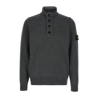 Stone Island Homme, Pulls, Gris, Taille: M Pull en Laine Vierge M&eacute;lang&eacute;e