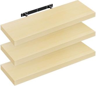 Woltu Étagère Murale, Étagère Flottante de CD, Lot de 3, pour Salon, Cuisine, Chambre, Salle de Bain 70x22.9x3.8cm, Jaune Chêne RG9369kei-3